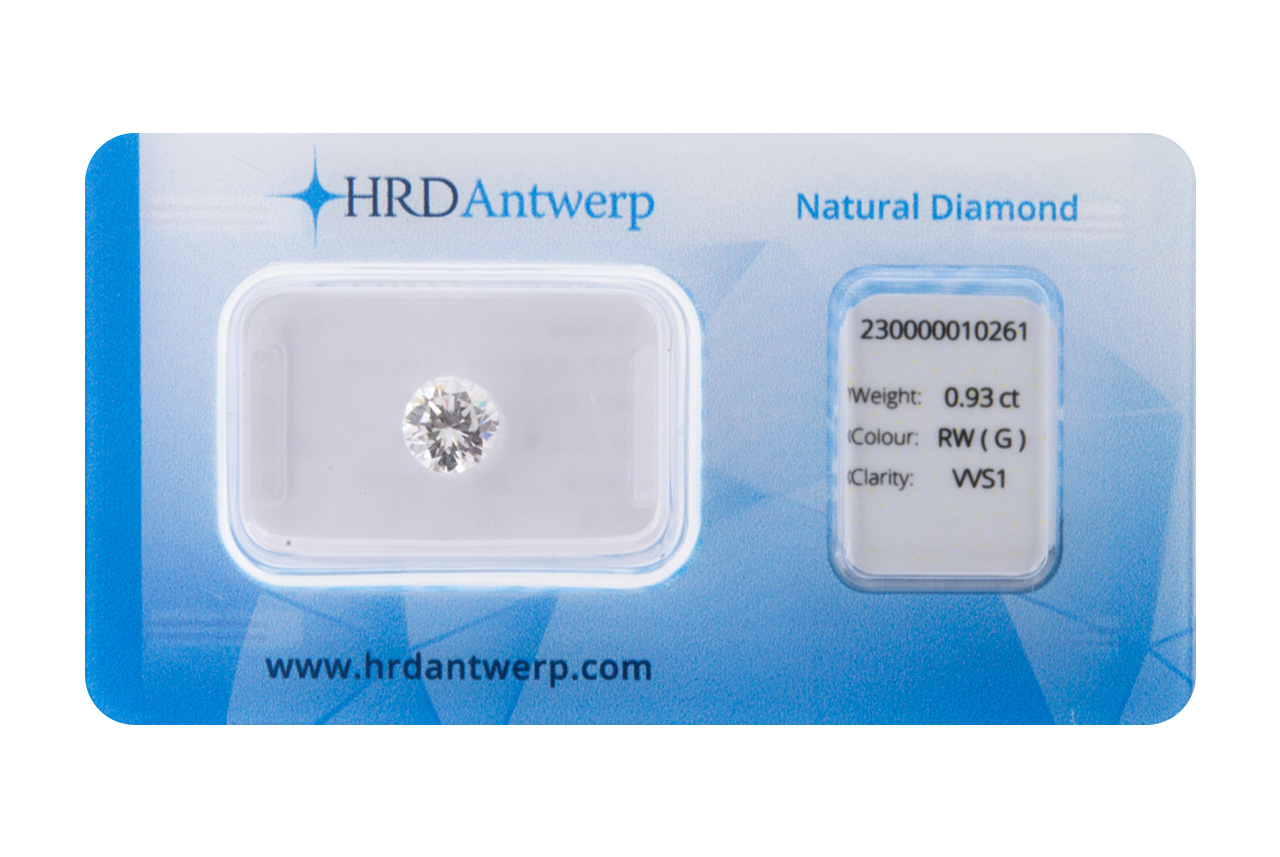 Diamante taglio brillante HRD ct 0.93 G VVS1